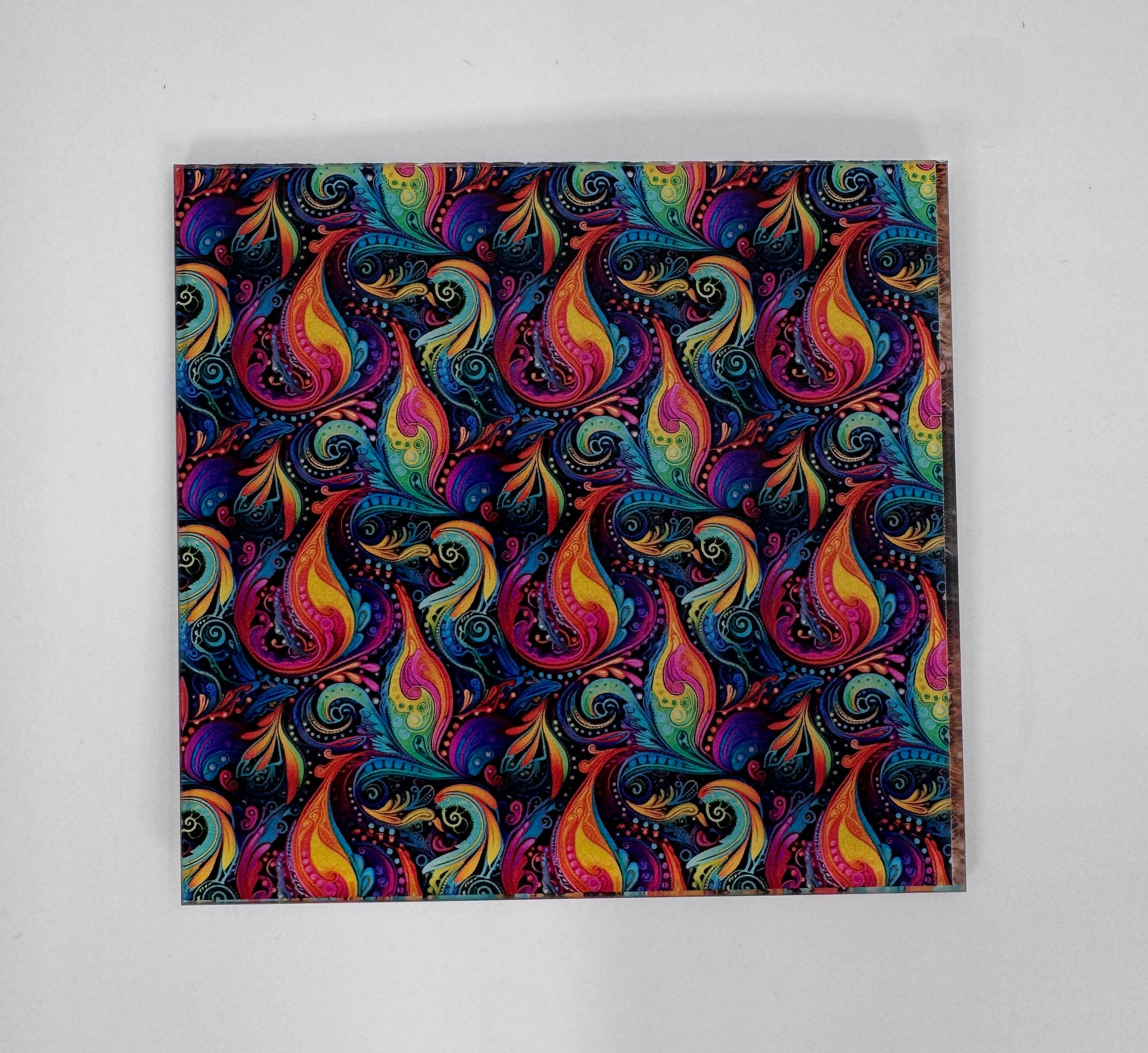 4" x 4" Pattern Acrylic Neon Peacock Swirl – Create With 614