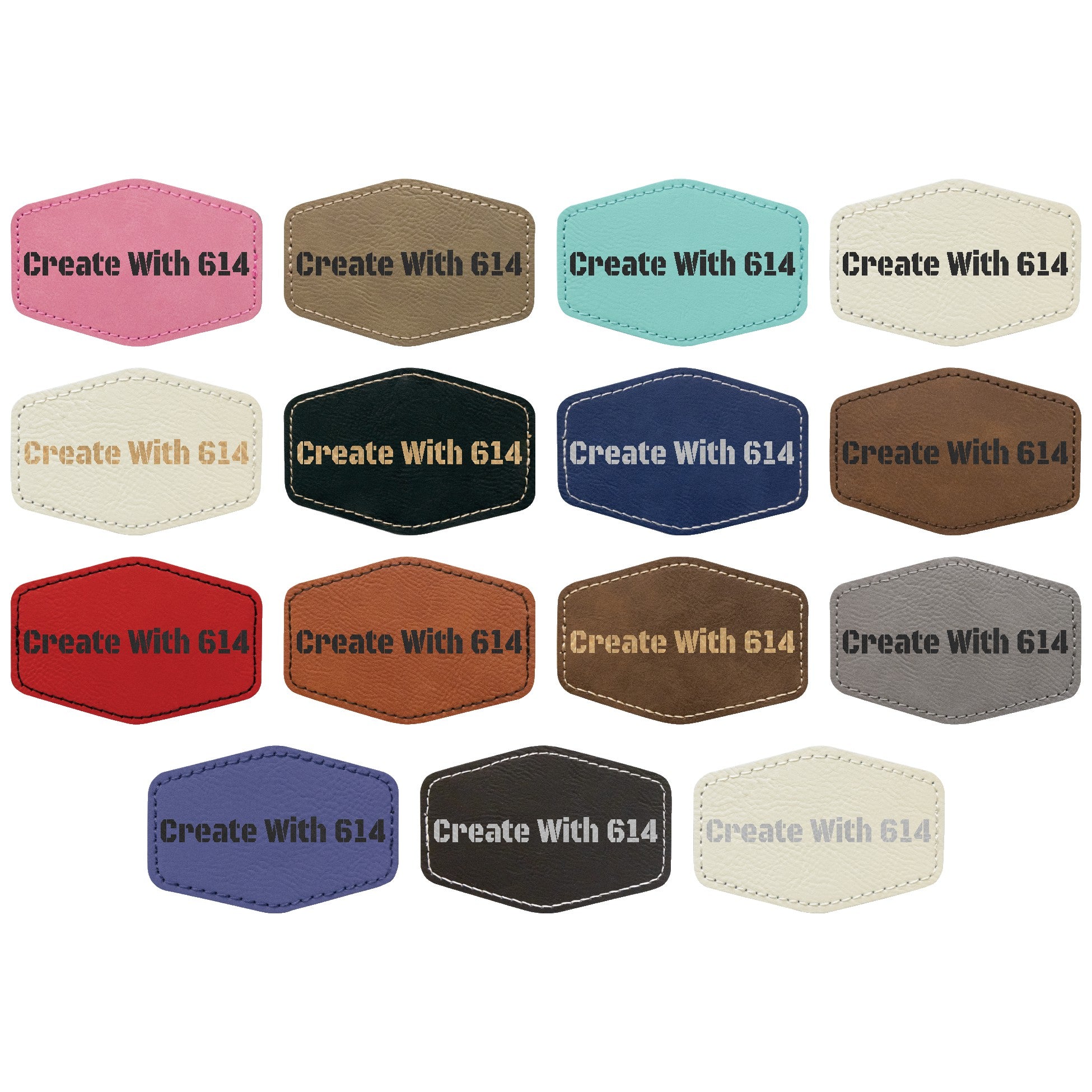 Laserable Leatherette 3.5"x2.5" Hexagon Patch with Adhesive- Perfect f ...
